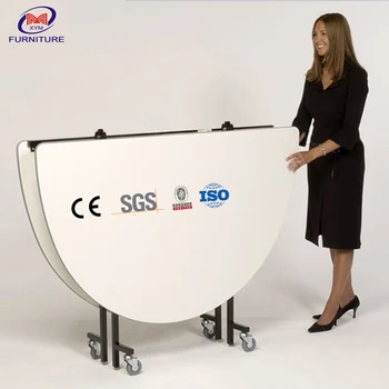 Usa Style Wedding Folded Round Table With Wheel - Buy Folded Round ...