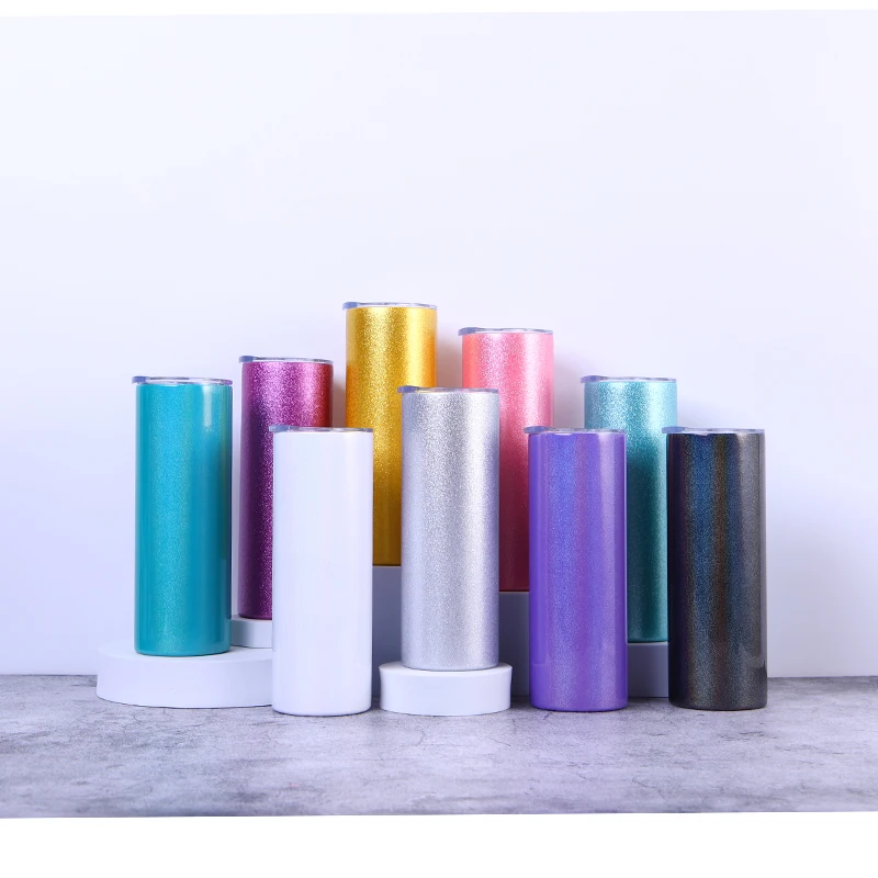 20 oz Heart Transfer Sublimation Blank Glitter Coated Tumbler Double ...
