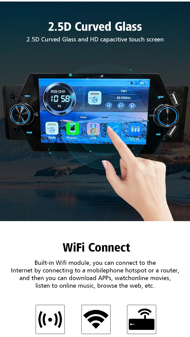 5 Inch Single Din Car Multimedia Player with 800*480 Resolution 2.5D ...