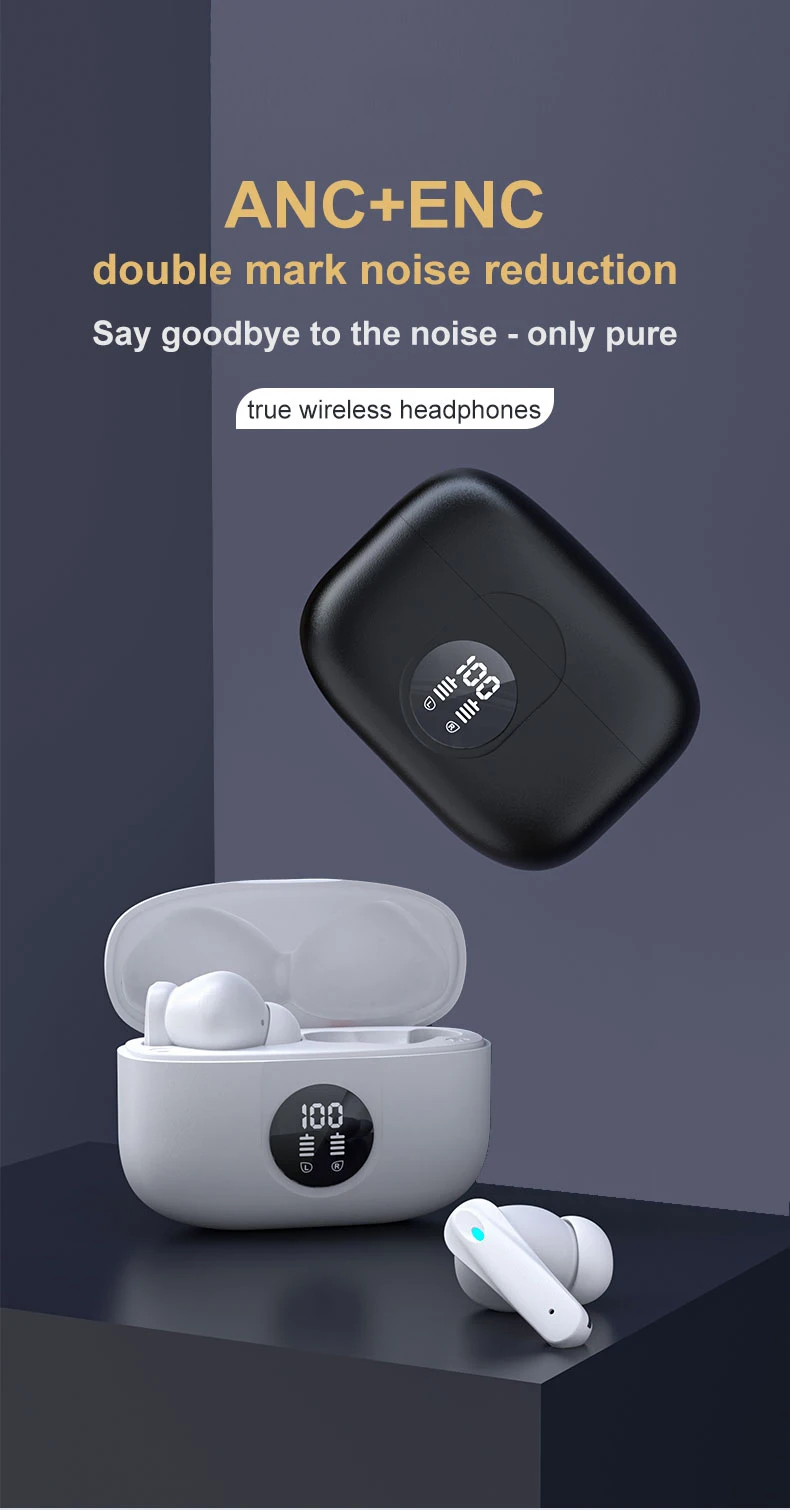 Langsdom TWS Earbuds with ANC & ENC, IPX5 Waterproof, 40H Playtime ...