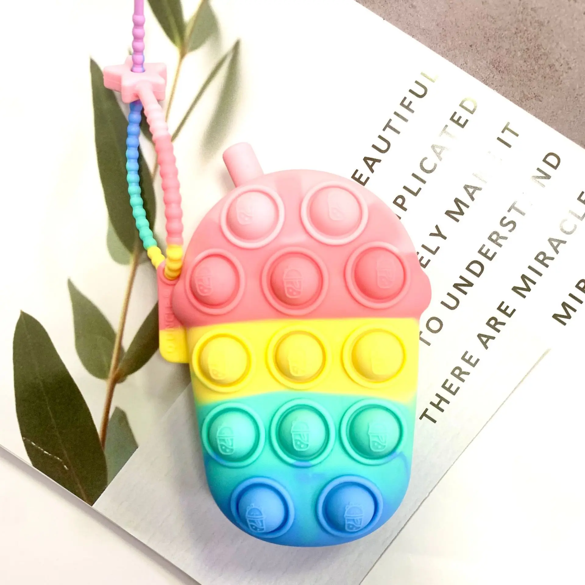 Rainbow Push Pop Bubble Game Fidget Toy Rainbow Fidget Reliver Stress ...