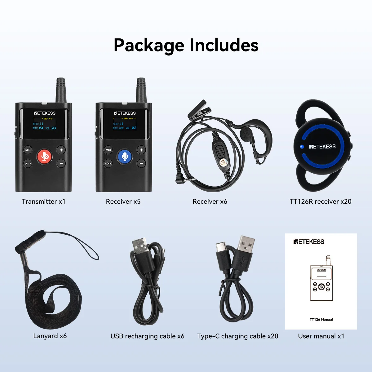 Multi-person Intercom Two Way Communication Tour Guide System Headsets Ear-hook Receiver for ...