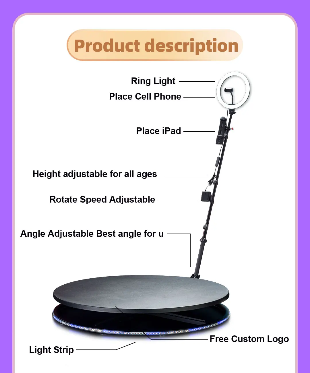 USA Warehouse 360 Photo Booth Enclosure Backdrop Commercial Rental