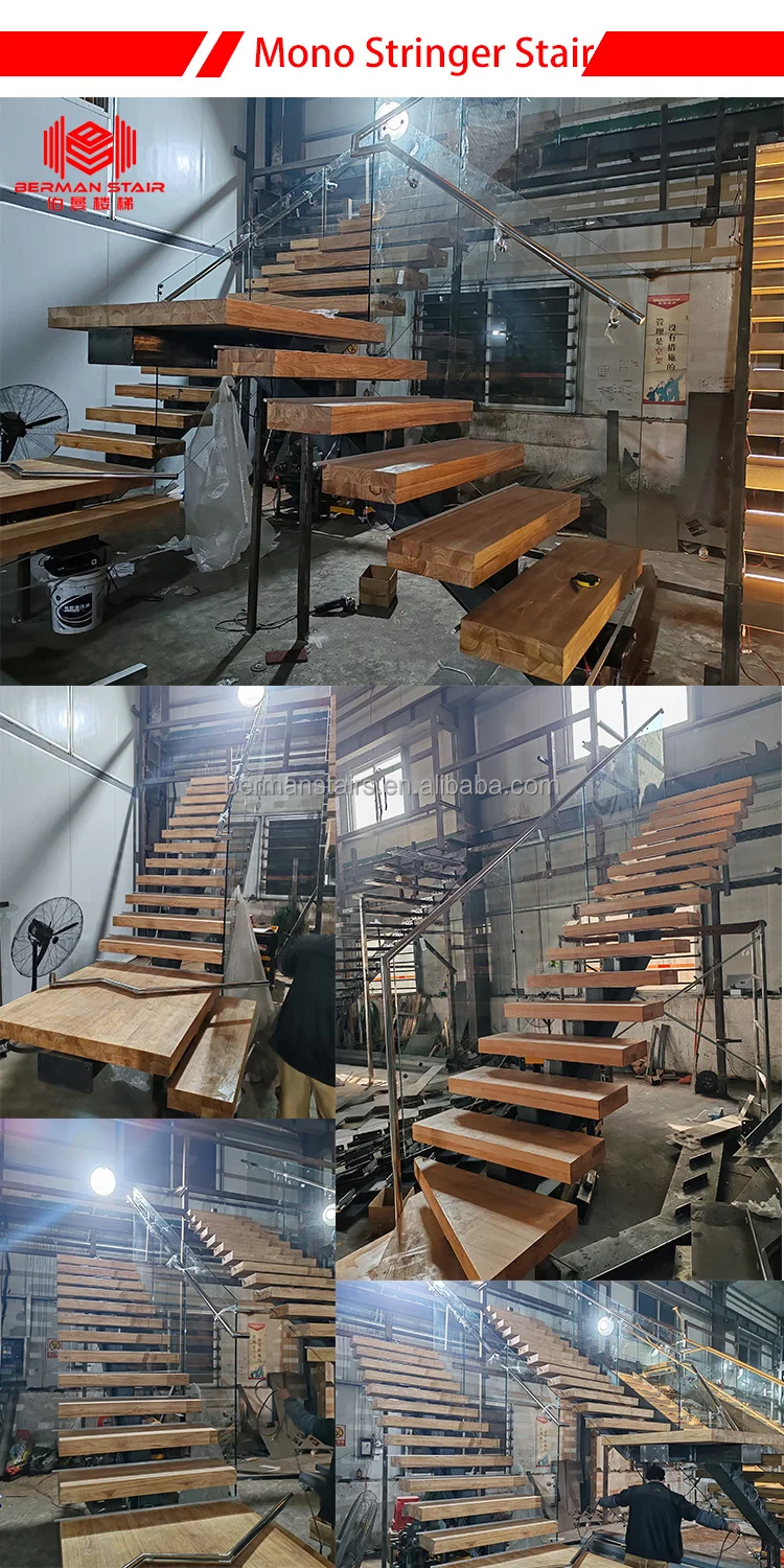 Indoor Floating Stairs - Modern Wooden Mono Stringer