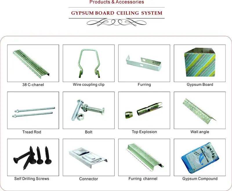 T-bar Grid Metal Stud Channel Accessories and PVC Ceilings