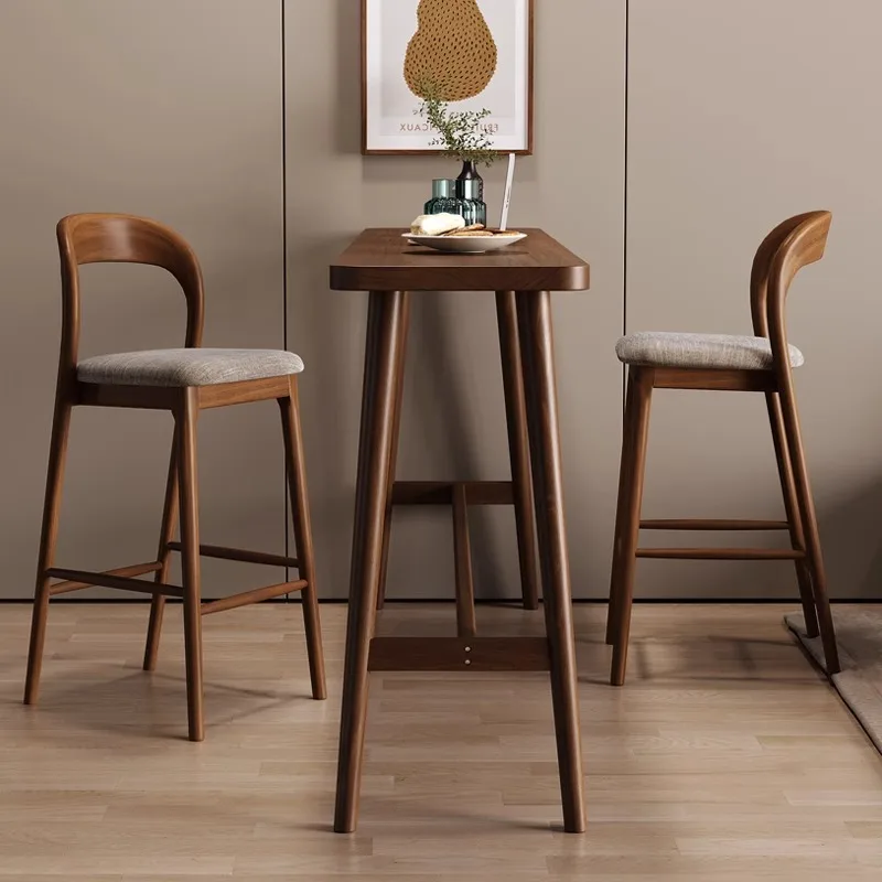 Nordic Retro Bar Stool - High-Back Luxury & Durable Design