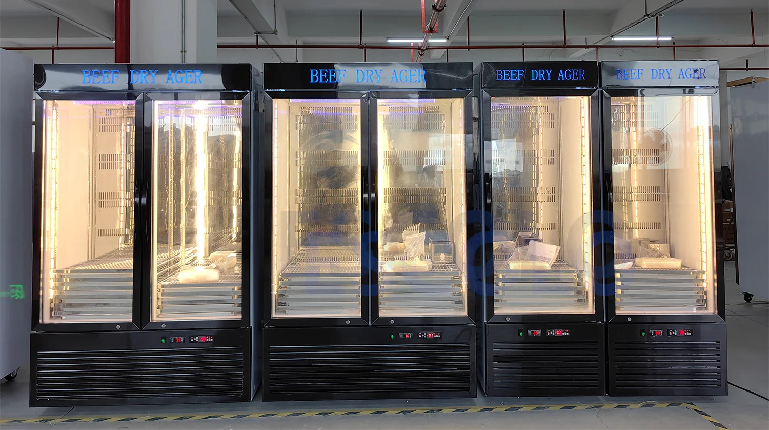 Large Commercial Vertical Freezer 3 Sides Glass Dry Age Meat Display ...