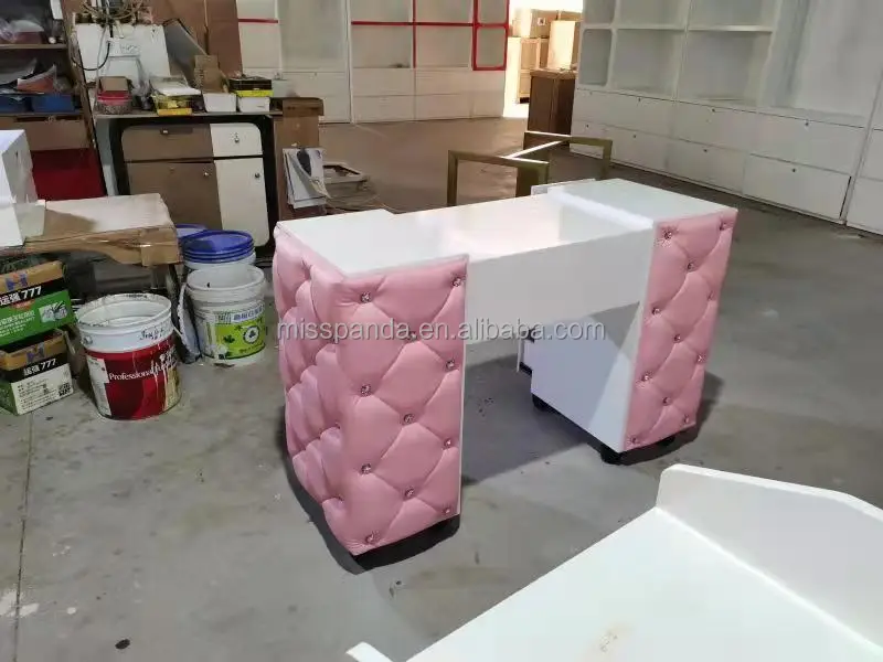 Single Manicure Station Manicure Table And Chairs Pink Modern For Nail ...