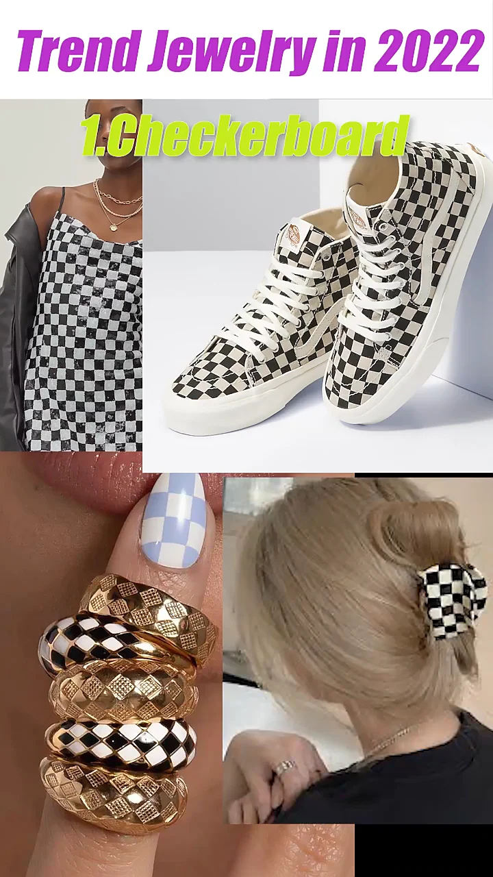 Checker Heart Vintage Tarnish Free Stainless Steel Ring Black And White ...