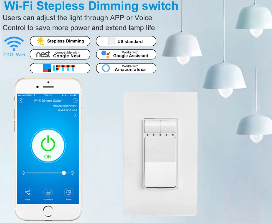 110V 3-Way LED Triac Dimmer Switch Manual Rectangle Smart Controller ...