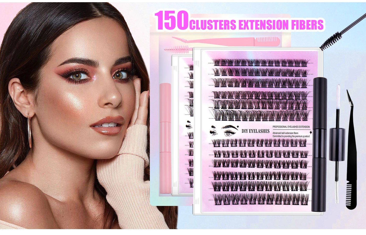 Grafting Cluster Segment Long DIY Lash Kit - Natural Eyelashes