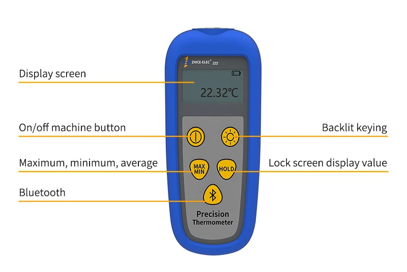 222 Handheld Precision Thermometer - Reliable Temperature Testing