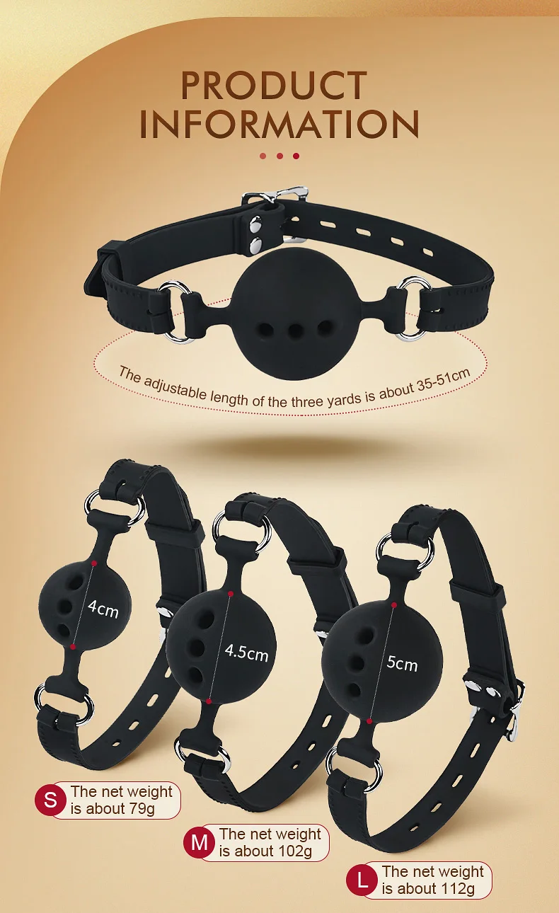 Silicone Open Mouth Hole Ball Gag Bite Mask O Ring Harness