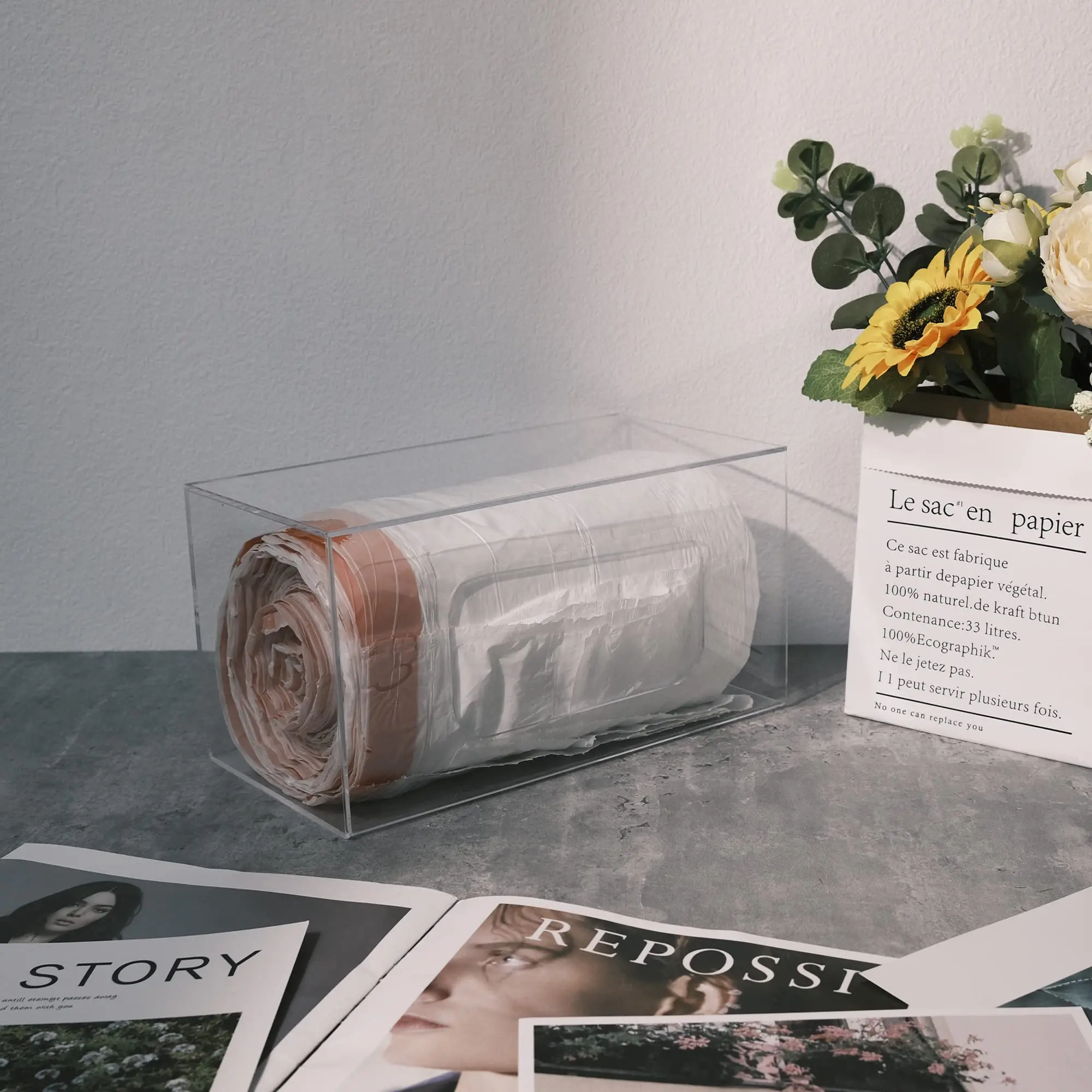 Factory Wholesale Custom Acrylic Large Trash Bag Dispenser Holder Wall ...