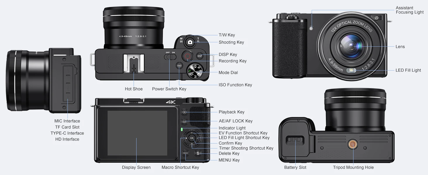 Newly Launched 2-in-1 Digital Camera With 12x Optical Zoom 4K-level ...