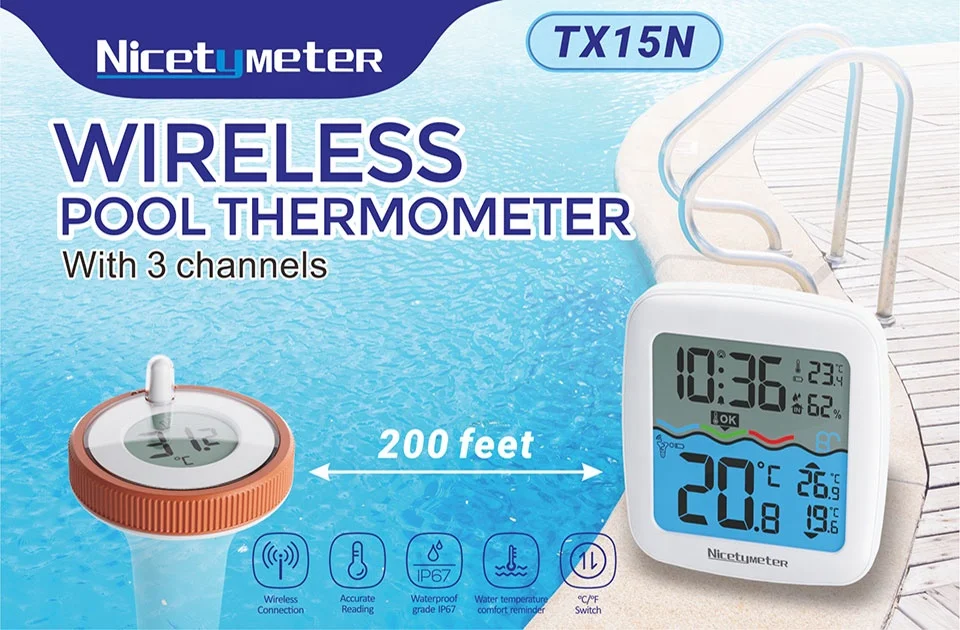 TX15N Wireless Swimming Pool Thermometer - IPX7 Waterproof