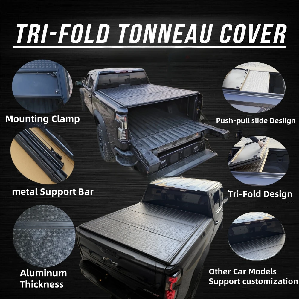 Aluminum Alloy Stylish Slide Three Folds Truck Lid Cover Folding Car ...