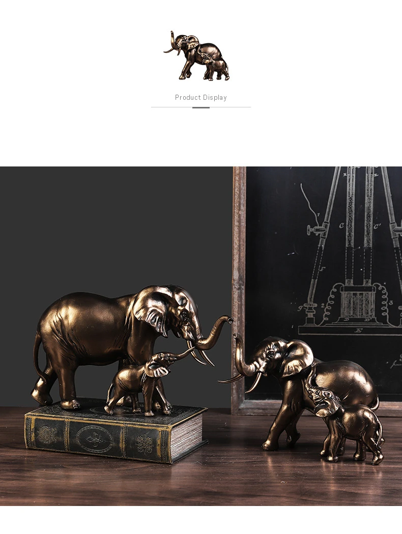 Resin Feng Shui Elephant Animal Statues Decorative for Home Decoration ...