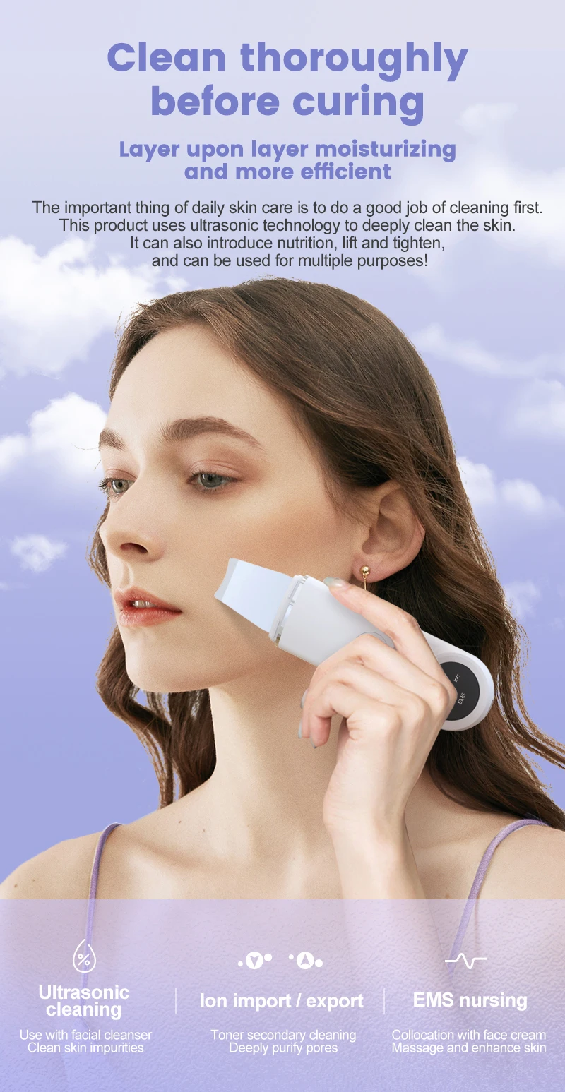 Ultrasonic Facial Skin Scrubber Deep Facial Cleaning Machine Removal ...