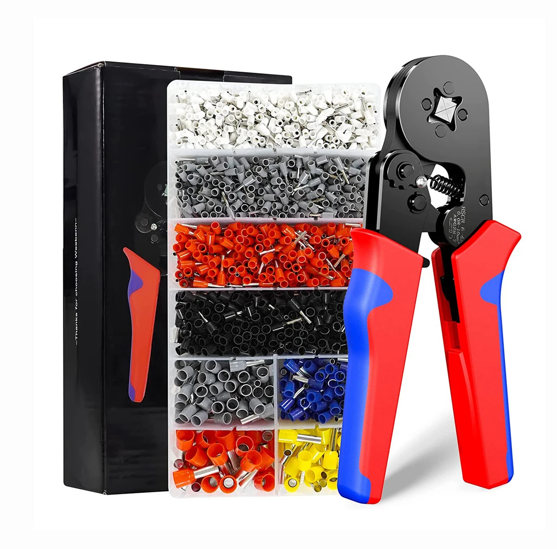 Hsc8 6-4 Alicate Square Wire Crimper Plier Set Cable Ferrule 6-4a Crimping Tool Kit With 1200 ...