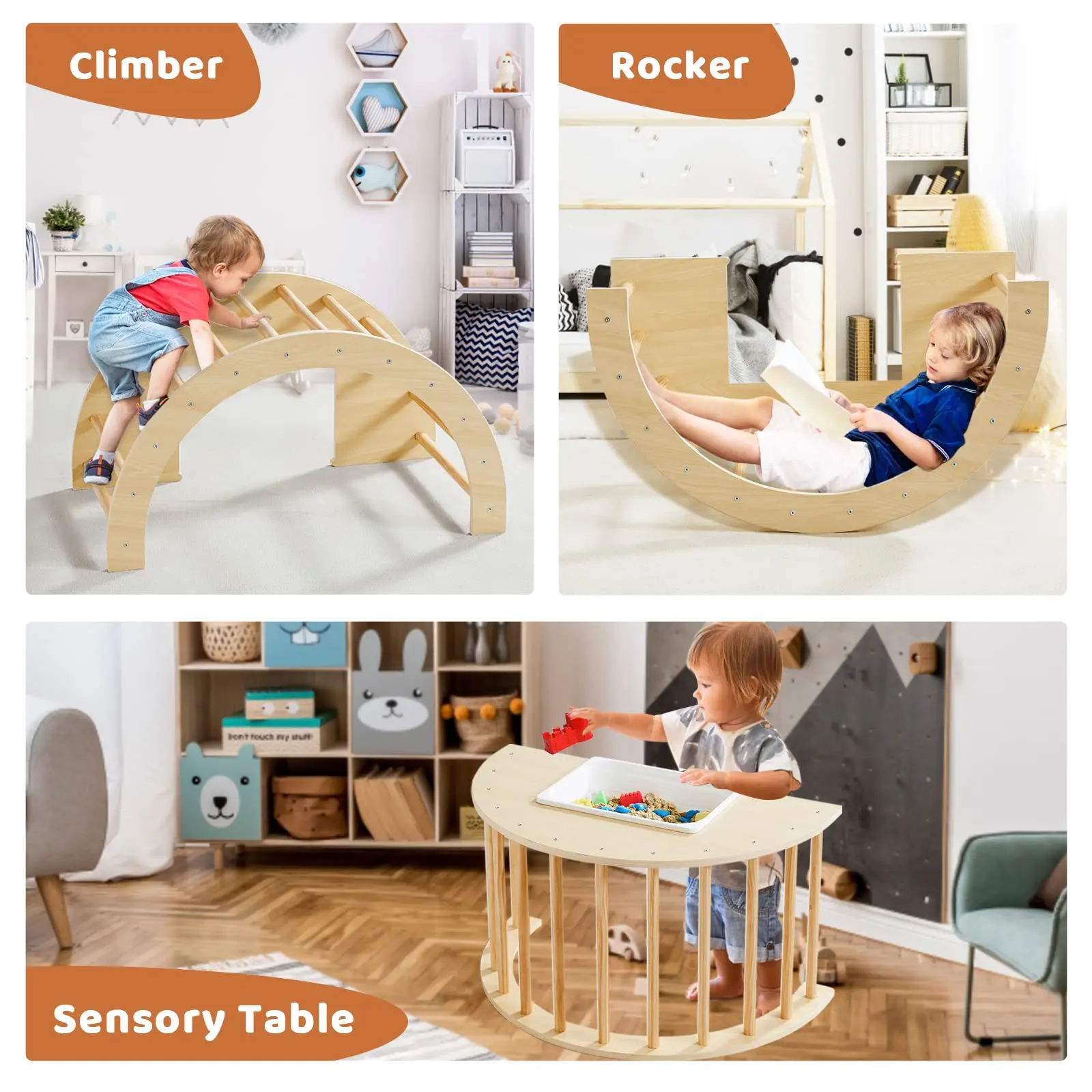 Climbing Arch Sensory Table Montessori Climbing Gym For Kids Rocker ...