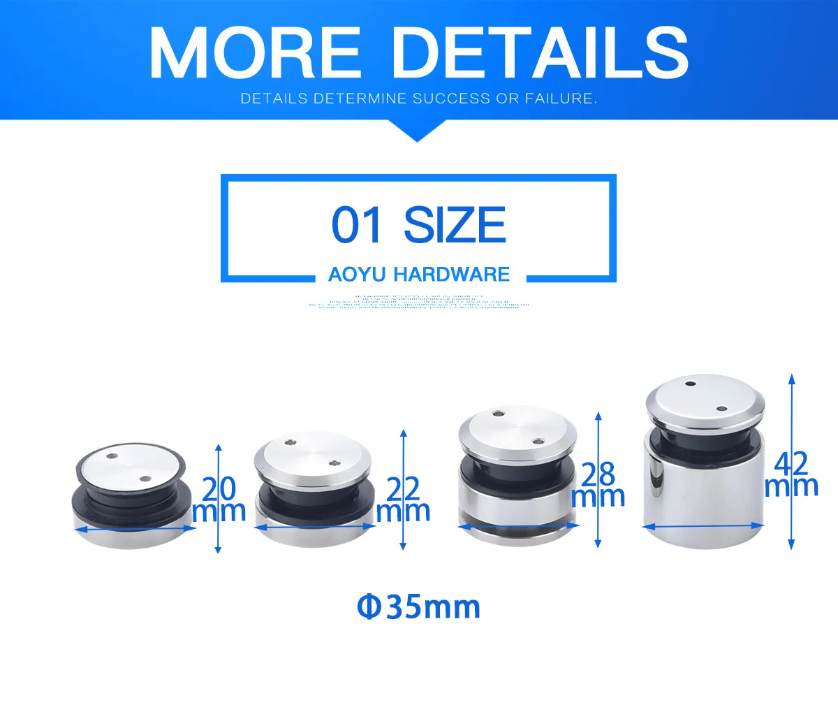 Glass Fittings Balustrades Stair Standoff Screws with Gasket