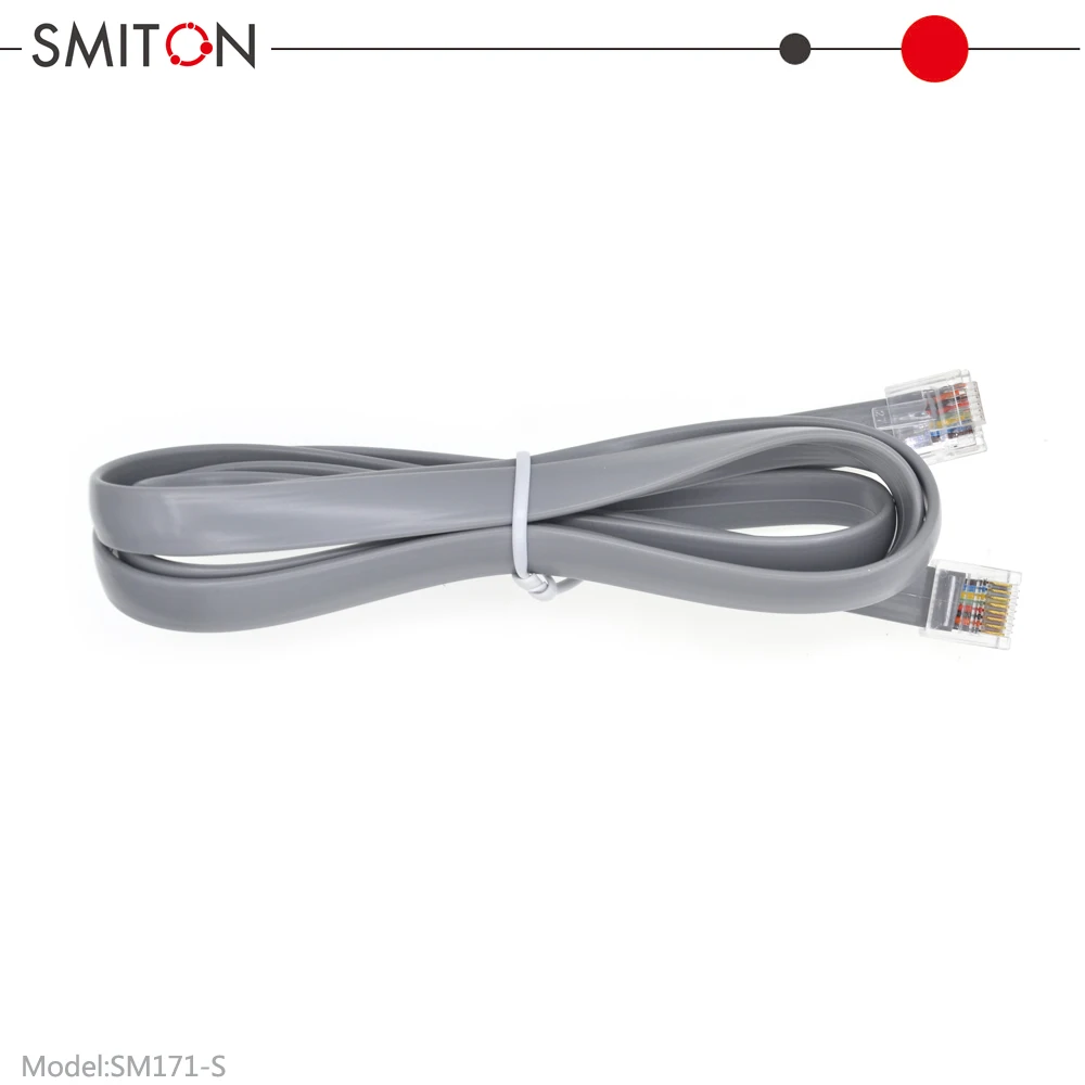 Black Color 8 Pin 8 Core Telephone Cable RJ45 Flat Cord