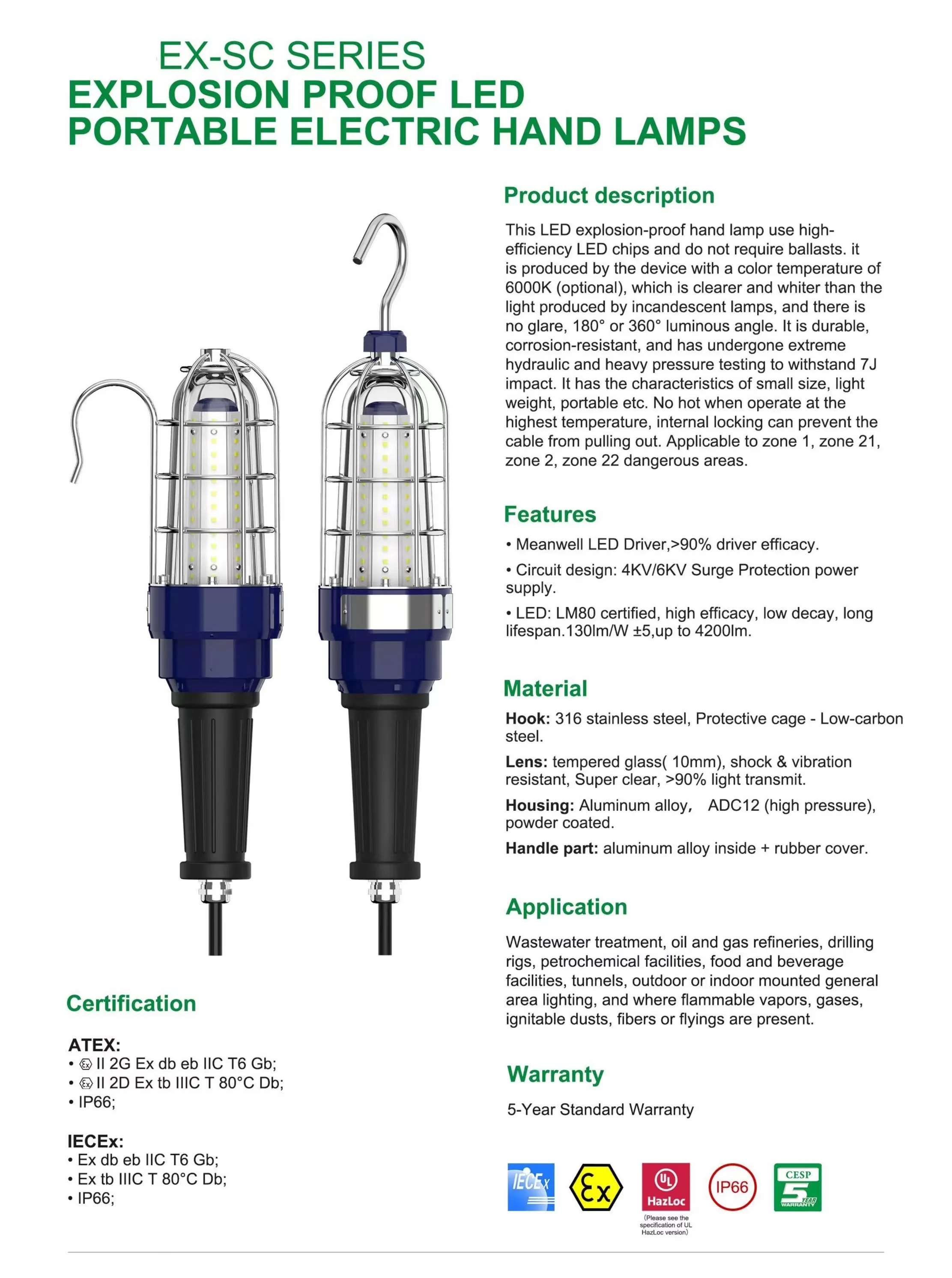 Bbier Factory Led Portable Electric Hand Lamps Hazardous Light Led ...