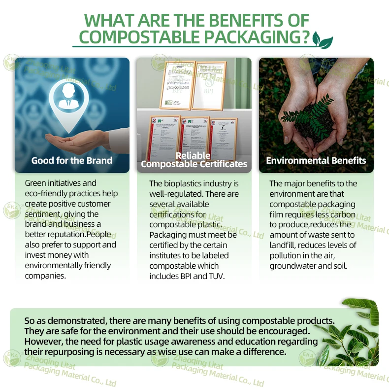 100% PLA Biodegradable Cornstarch Bags for Garment Packaging