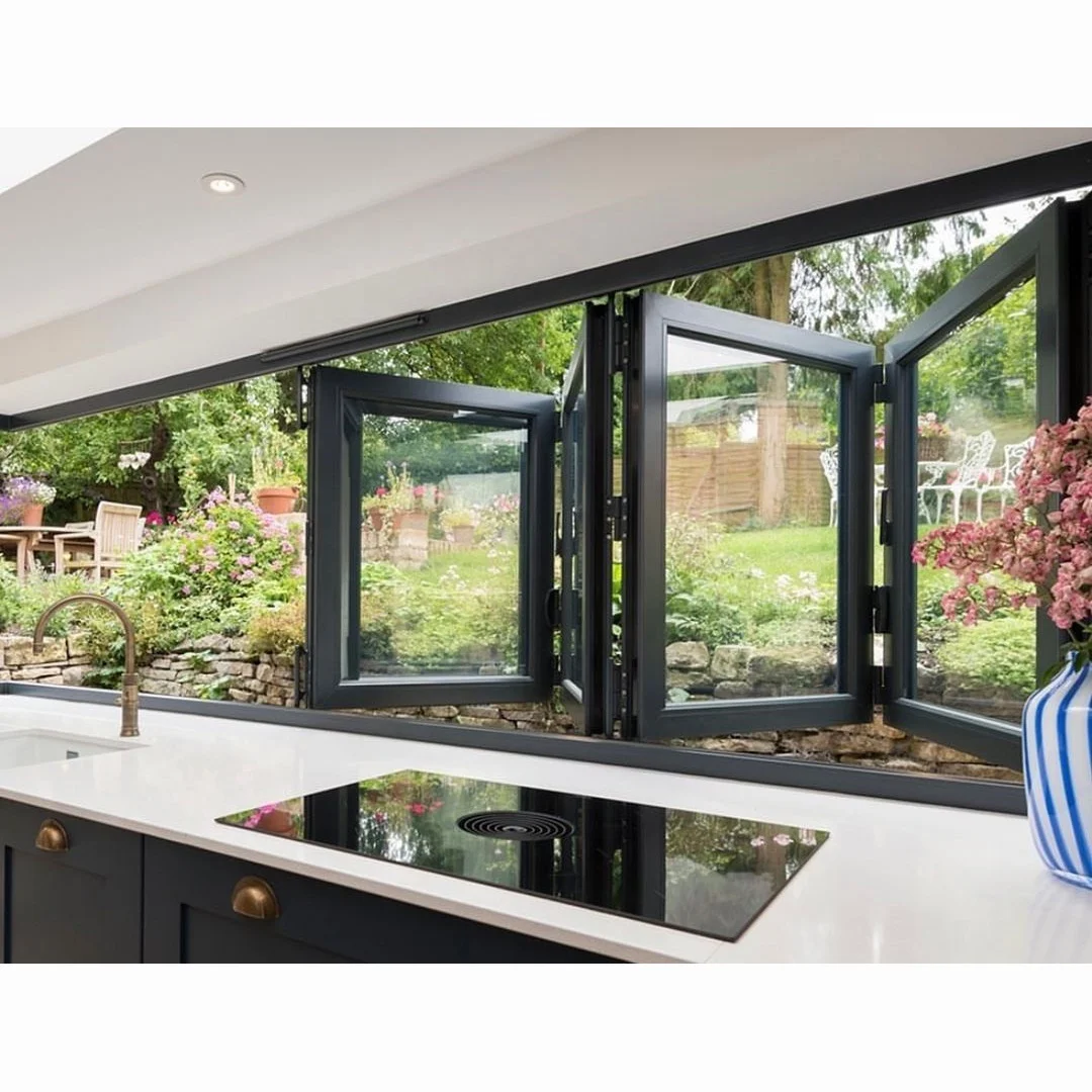 Aluminium Double Tempered Glass Bifolding Windows Horizontal Folding ...