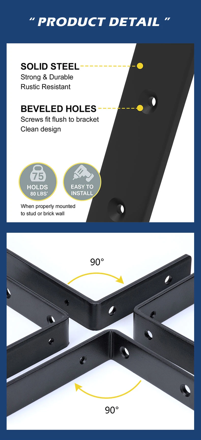 Hidden Triangle Metal Bracket Heavy Duty Floating Wall Mounting Right ...