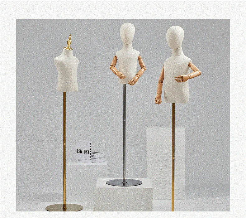 Boy Girl Dresses Children Mannequin Golden Support up Half Body