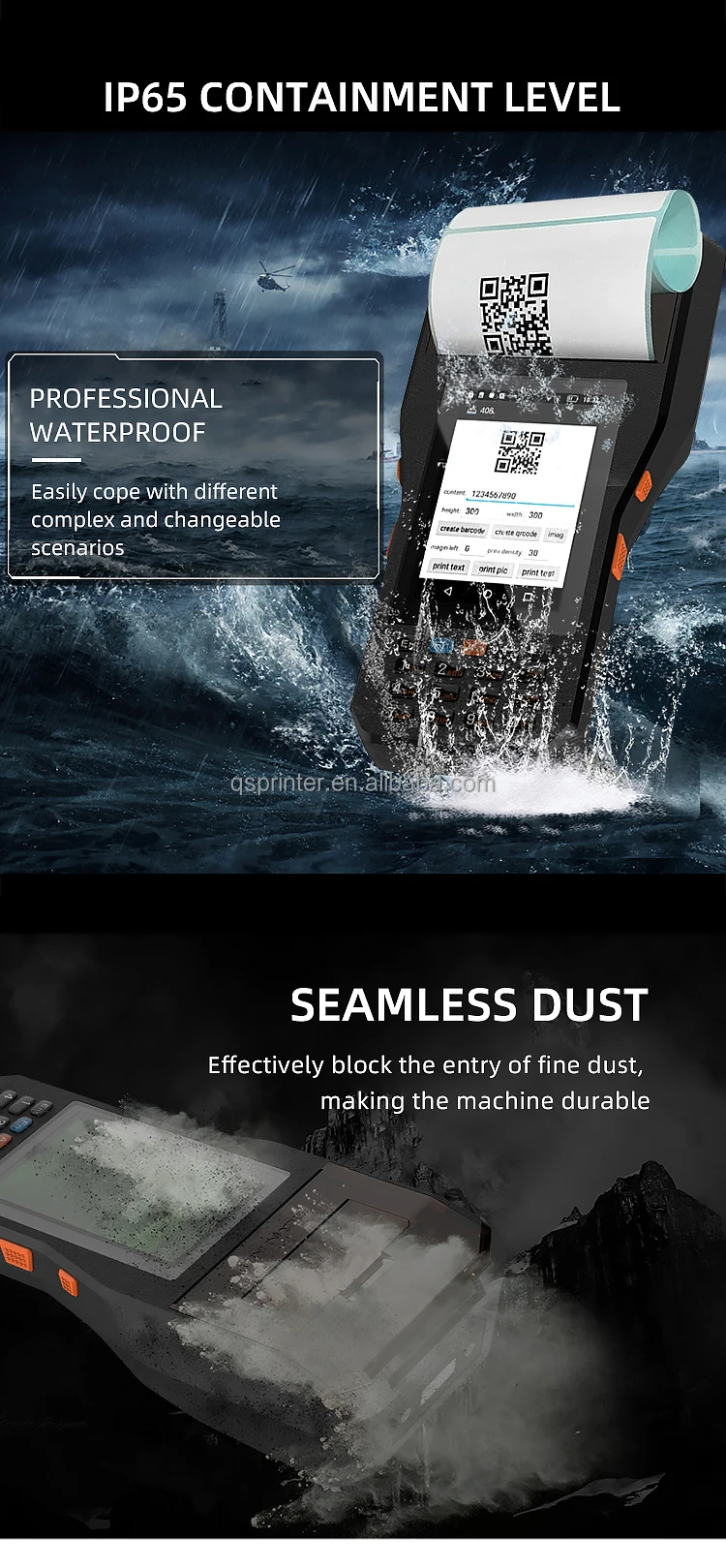 Qun Suo Rugged Android Handheld PDA Barcode Scanner Terminal With Inner ...