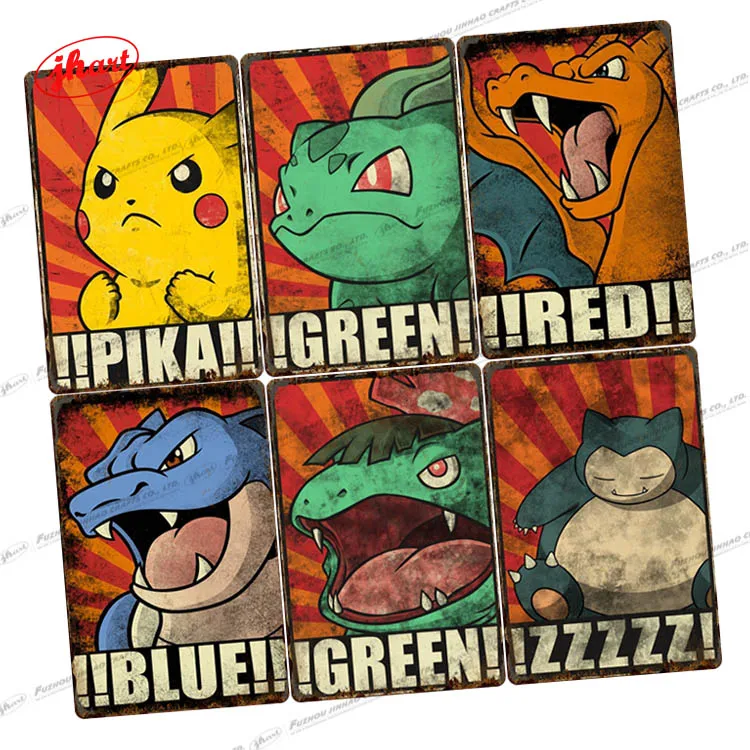 Funny Pikachu Wall Plaque Old Style Coffee Bar Garage Man Cave Wall ...