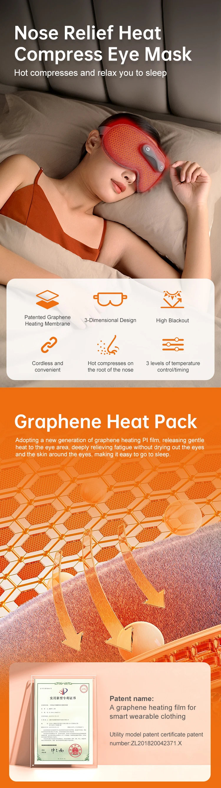 China High Quality Graphene Far Infrared Usb Heating Eye Mask Nose ...