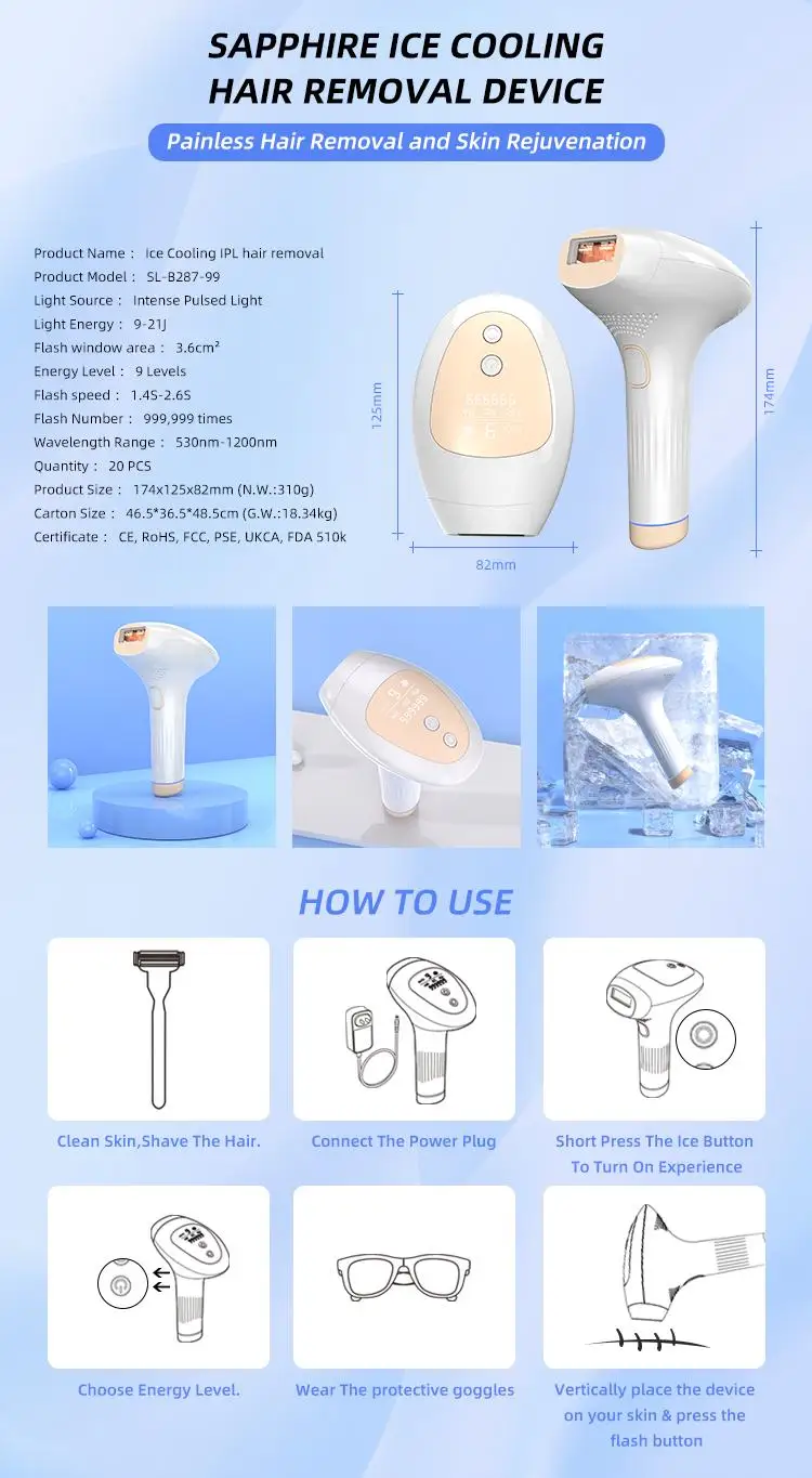 Best 510K Hair Removal Ice Cooling Home Use IPL Machine