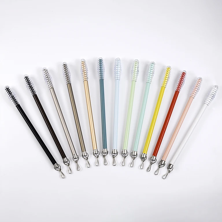 Modern Stainless Steel Curtain Rod with Aluminum Pull Wand Rounded Base ...