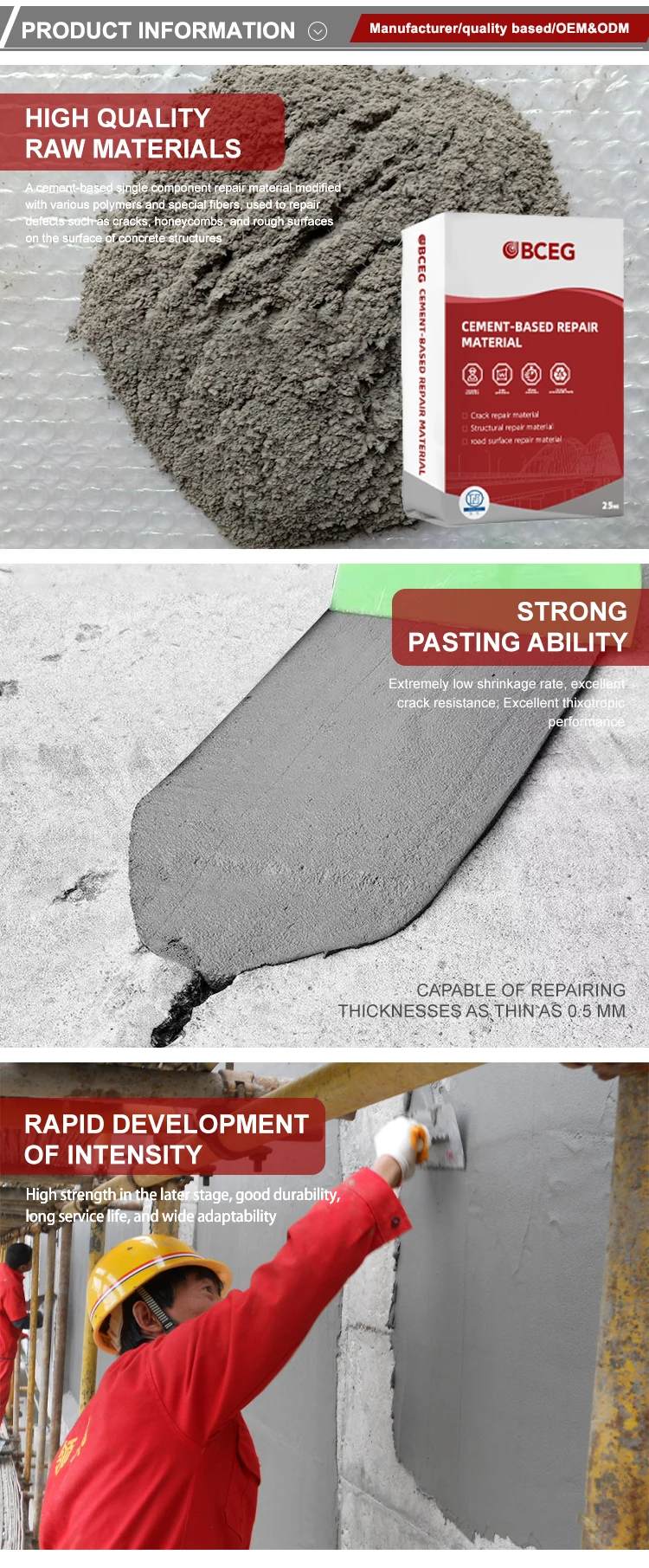 High Strength Polymer Mortar Concrete Cement Plastering Screed ...
