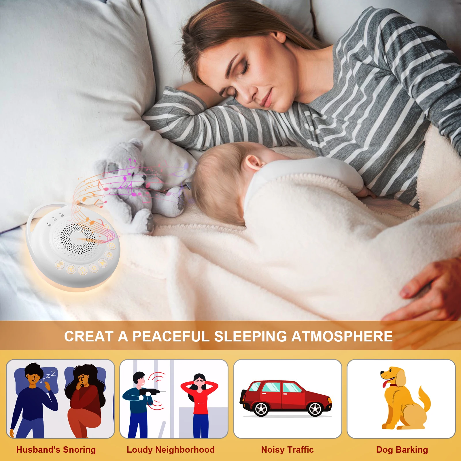 2022 New Rechargeable Portable Sleep Aid Device White Noise Machine ...