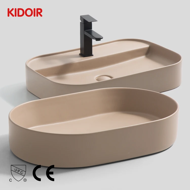Kidoir Outdoor Cabinet Wash Hand Basin - Dark Khaki Ceramic