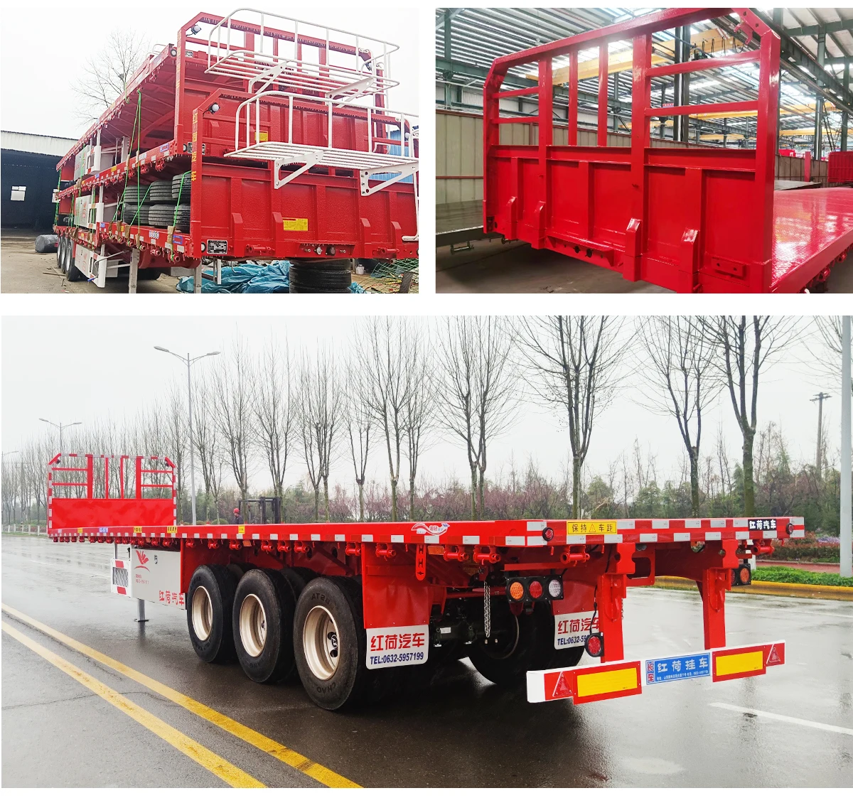 20ft 40ft Flatbed And Container Carrier Semi Trailer Platform Semi ...