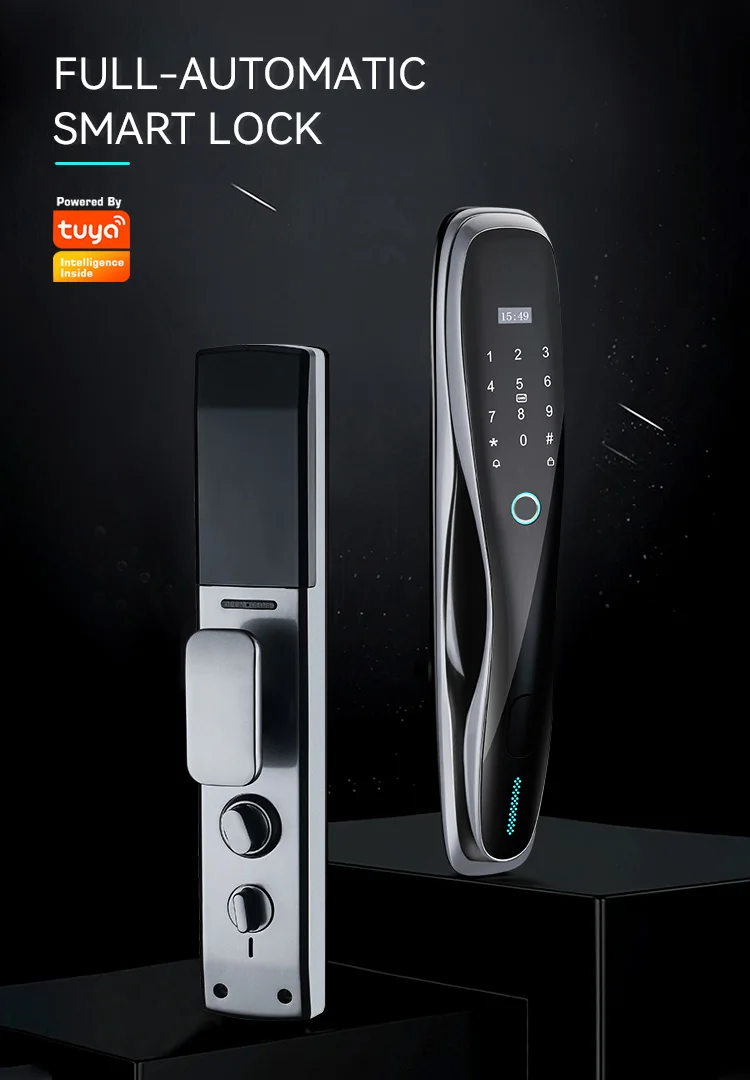 Aluminium Push Pull Fingerprint Password Biometric Security Lock Tuya ...