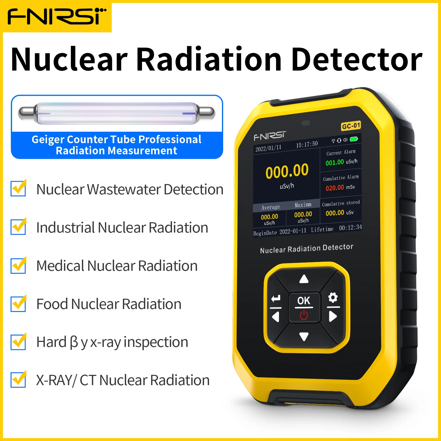 FNIRSI Nuclear Sewage Detector - Geiger Counter Radiation Meter