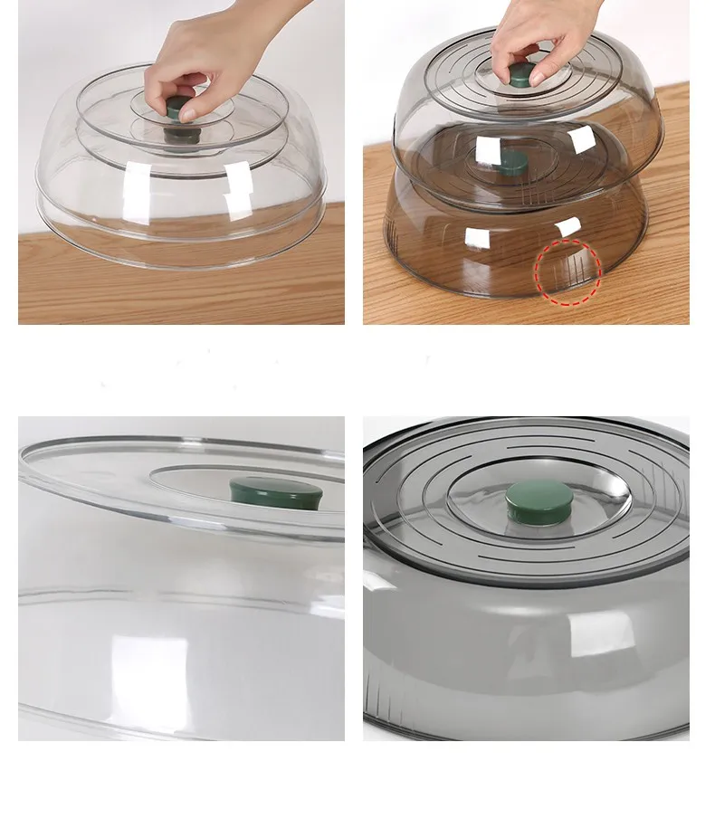 Multilayer Stackable Dust Proof Plate Food Cover Round Dish Cover Clear ...