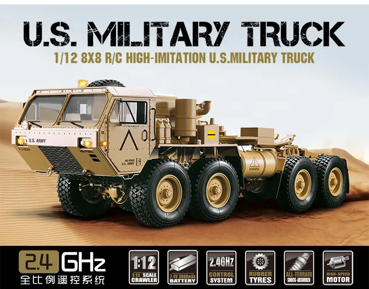 HG-P802 PRO 8X8 R/C Truck Armored Tractor Trailer - Ready to Run
