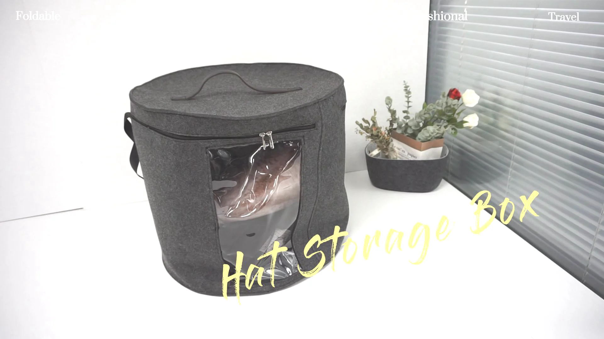 Foldable Hat Organizer Bag Cowboy Hat Travel Case With Dustproof Lid ...
