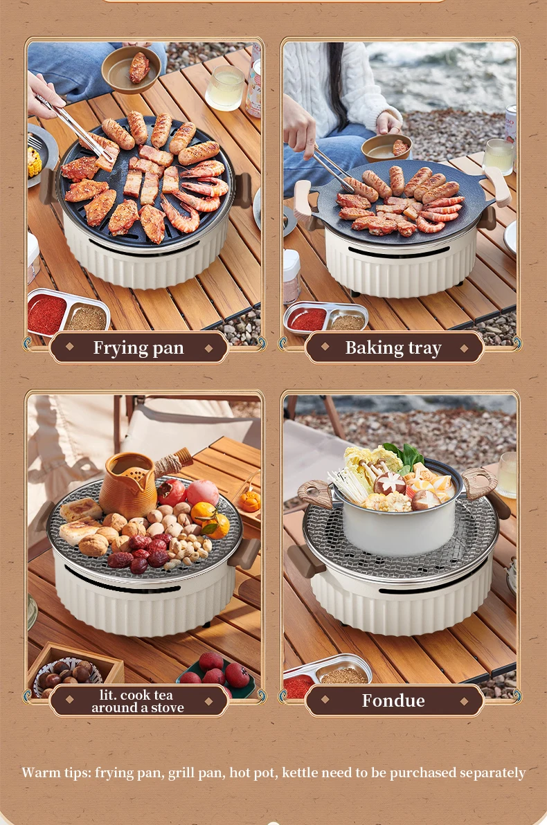 Both Way Charcoal Outdoor Detachable Indoor Camping Picnic Cooking ...