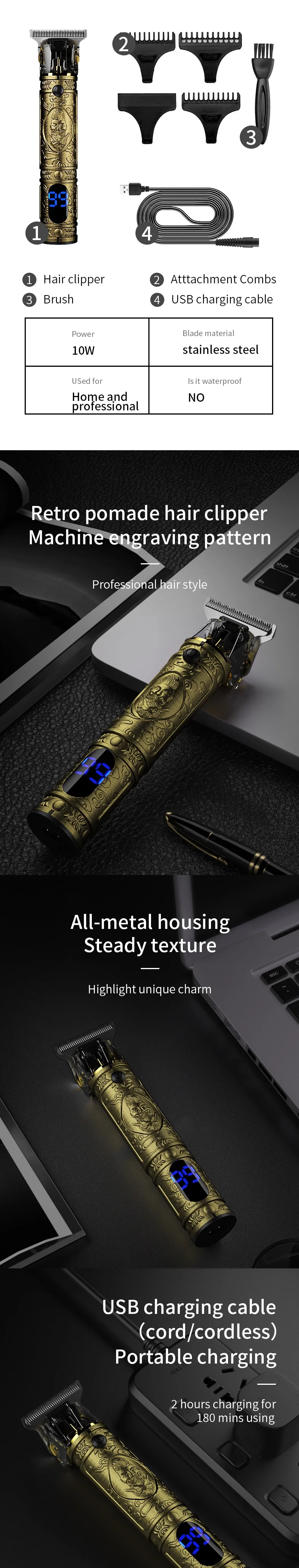 Jame In Stock Electric Hair Cut Machine With Low Noise Rechargeable ...