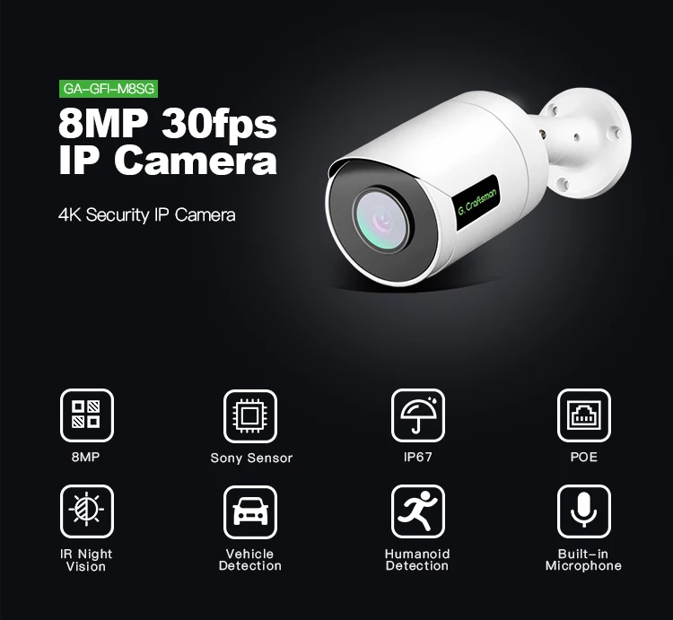 GA-GFI-M8SG-TF(AG) 4K 8MP Sony IP Camera - Real Time Security