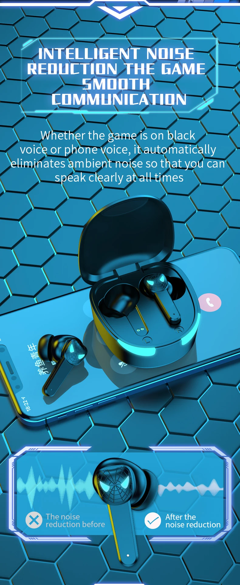 Amazon Gaming Tws Earbuds Games Wireless Noise Canceling Earphone 3d ...